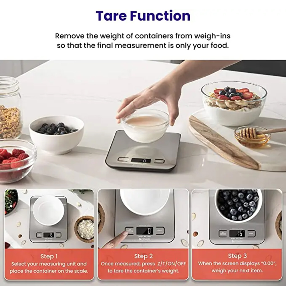 INSMART USB Rechargeable Kitchen Scale 6 Units Conversion Tare Function ...