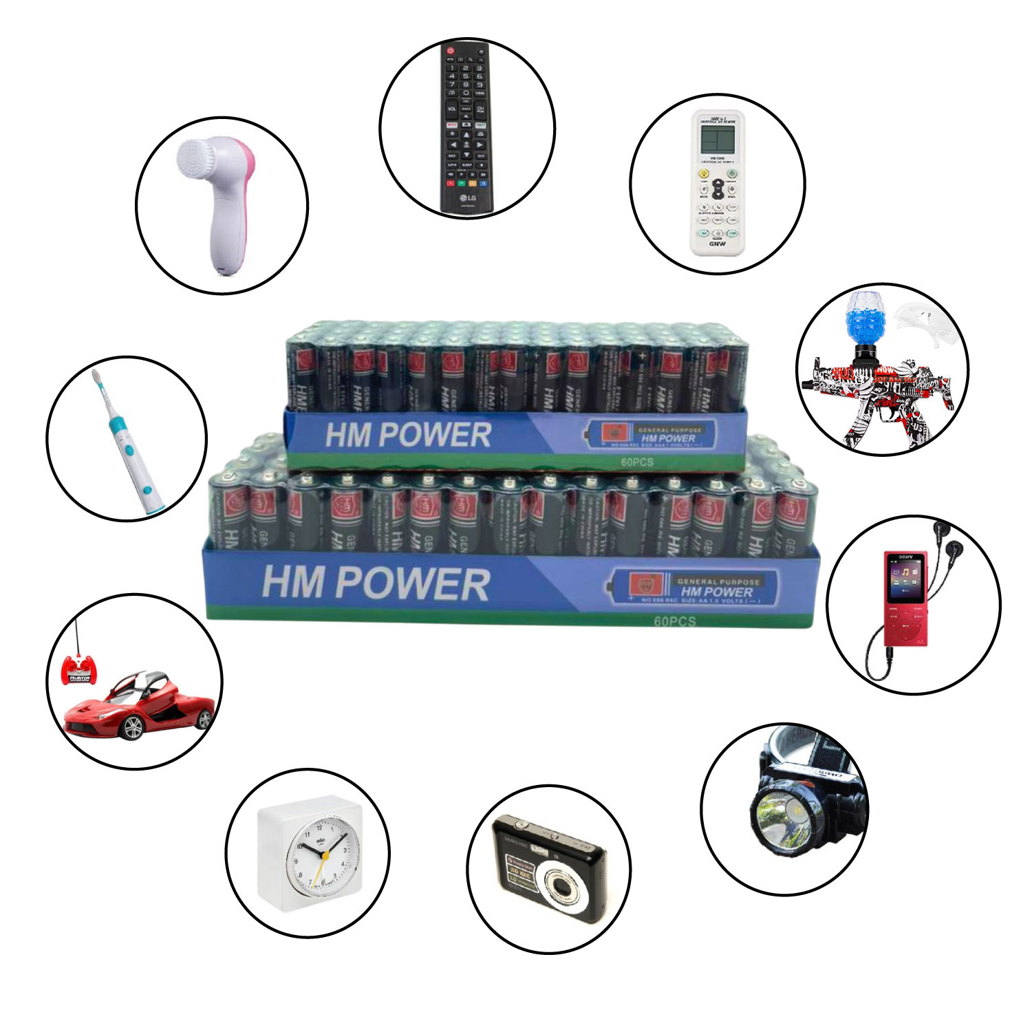 HM POWER General Purpose Heavy-Duty Battery 1.5V AA R6C AAA R03/Bateri ...