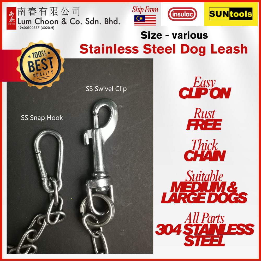 Heavy Duty Stainless Steel SUS 304 Dog leash chain 3mm thick link chain ...