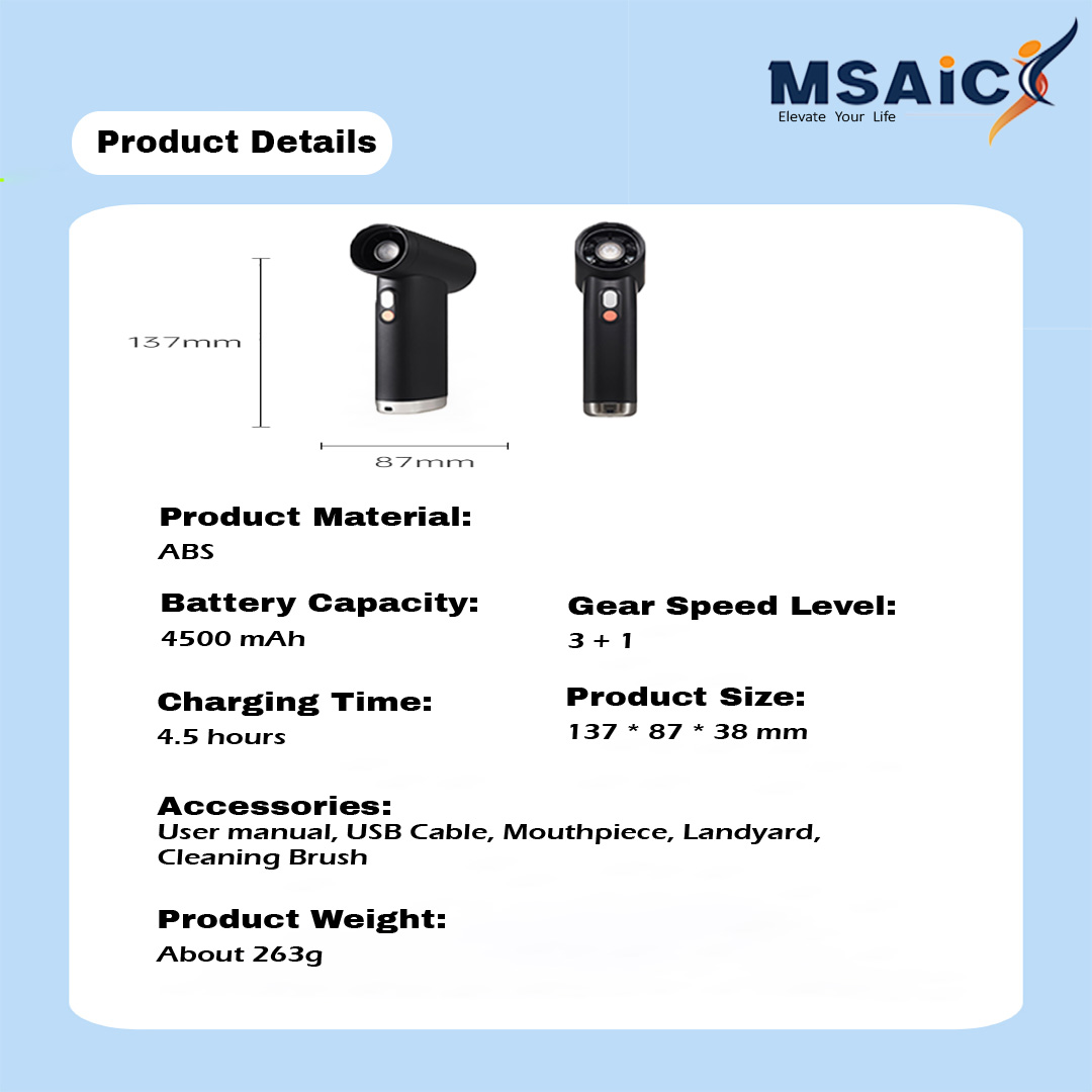 MSAIC One Touch Cool Fan High-Speed Fan PRO Turbo With 4500mAh ...