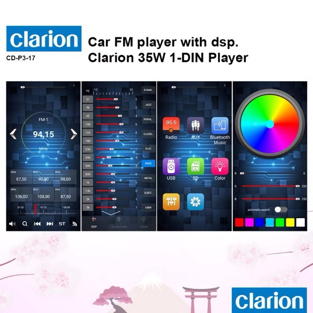 CLARION Car Audio 1-DIN MP3 DSP Bluetooth App Player Headunit Radio AV ...