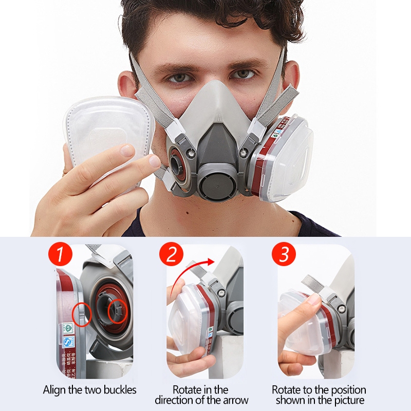 Half Face Safety Respirator Mask 6200# Gas Mask Filter Cotton Dust ...