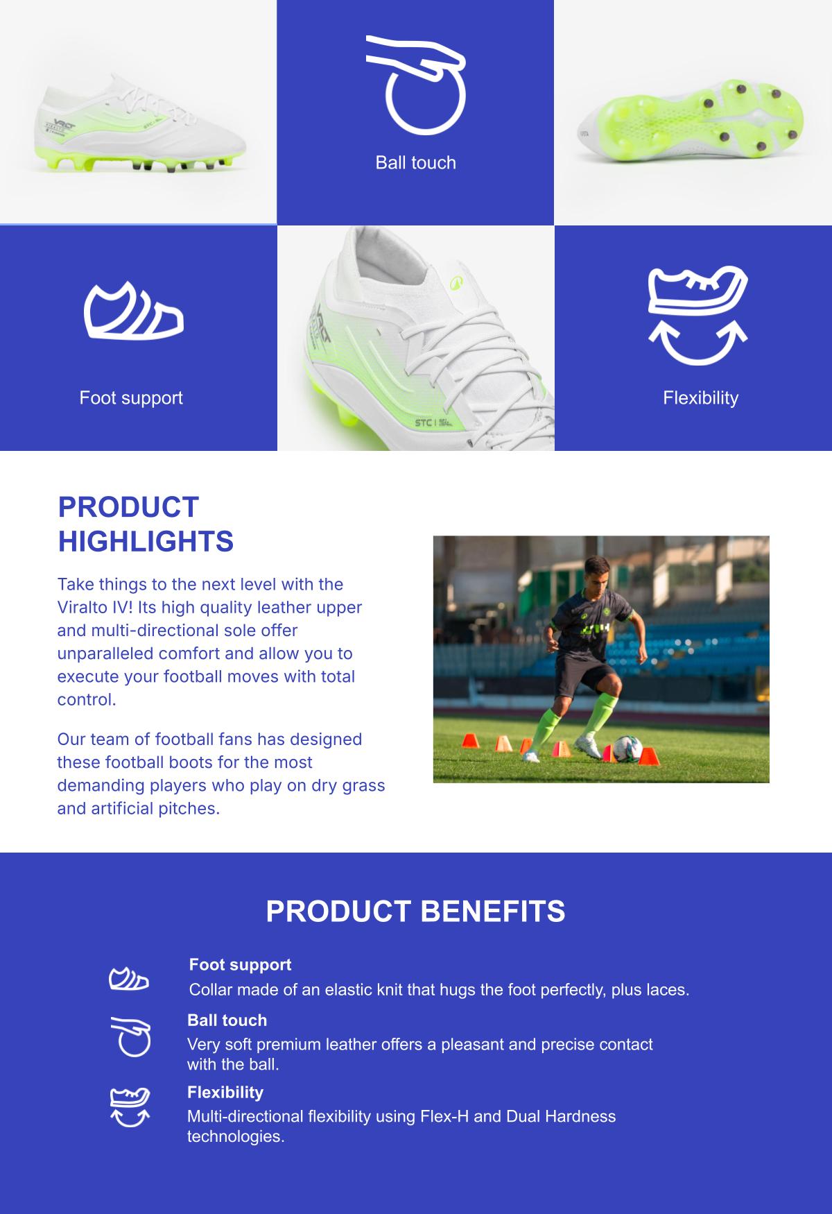 Decathlon Football Boots Viralto IV Pro Premium Leather FG (Flexible ...