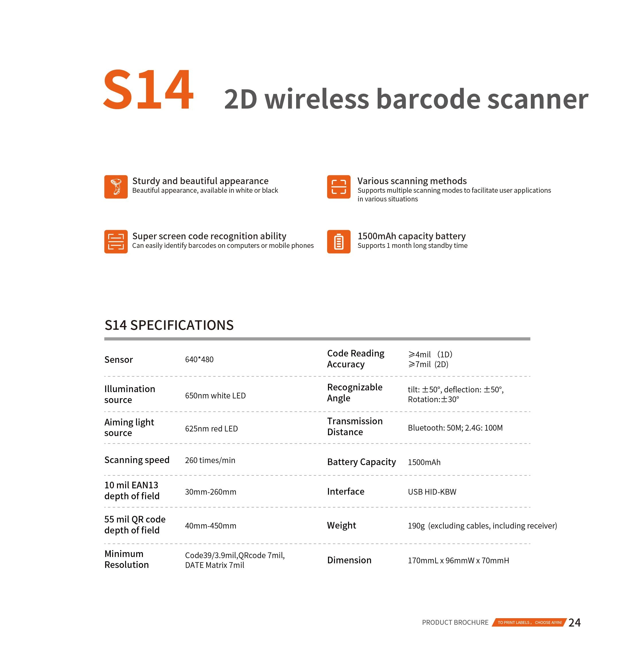 Aiyin S14 Wireless 2D Barcode Scanner | Shopee Malaysia