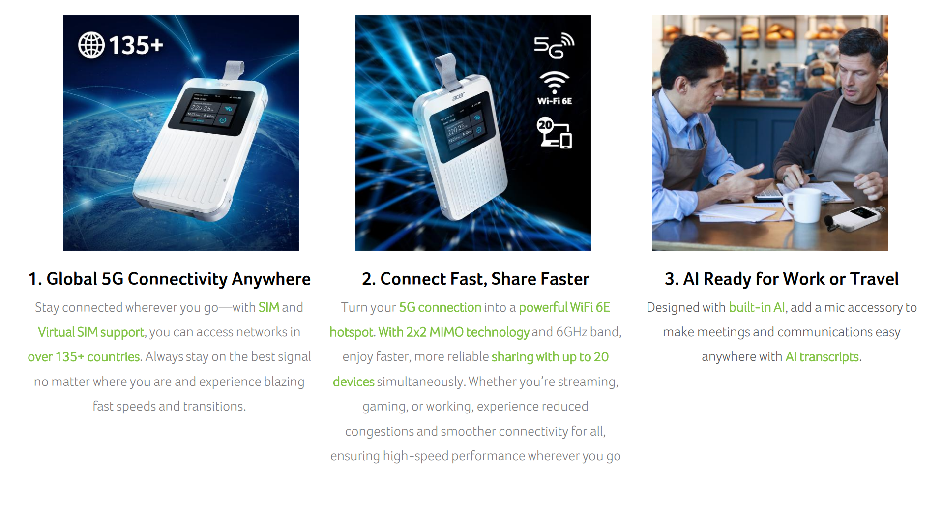 Acer Connect M6E 5G Mobile MiFi (Support Maxis, CelcomDIgi, Umobile ...