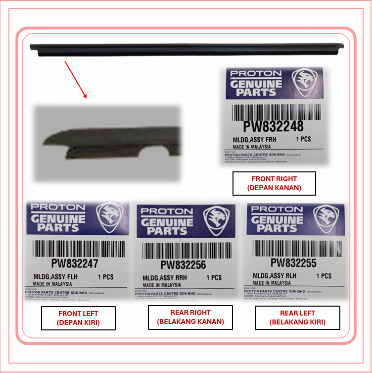 ORIGINAL PROTON GEN 2 GEN2 PERSONA MOULDING DOOR GLASS LINING RUBBER ...