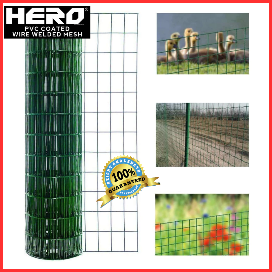 HERO Green PVC Coated Galvanized BRC 45ft Welded Wire Mesh Net Netting ...