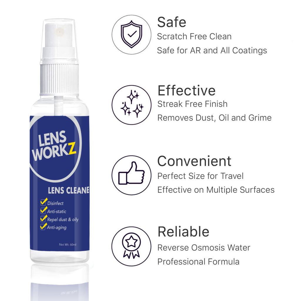 LENS WORKZ Lens Cleaner Spray Glasses Spectacle Sunglasses Cleaning ...