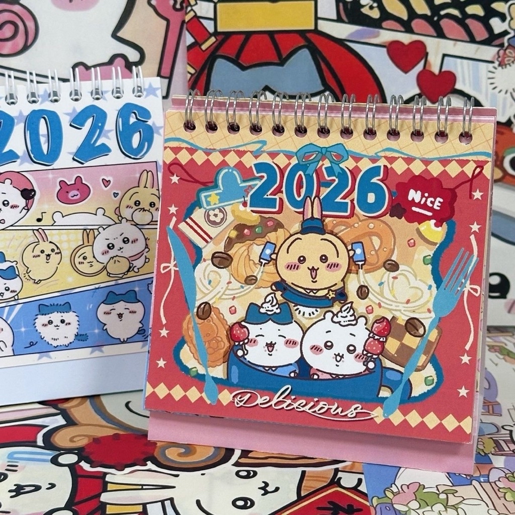 Chiikawa 2026 Cute Cartoon Desk Calendar Usagi & Friends Doodle Style ...