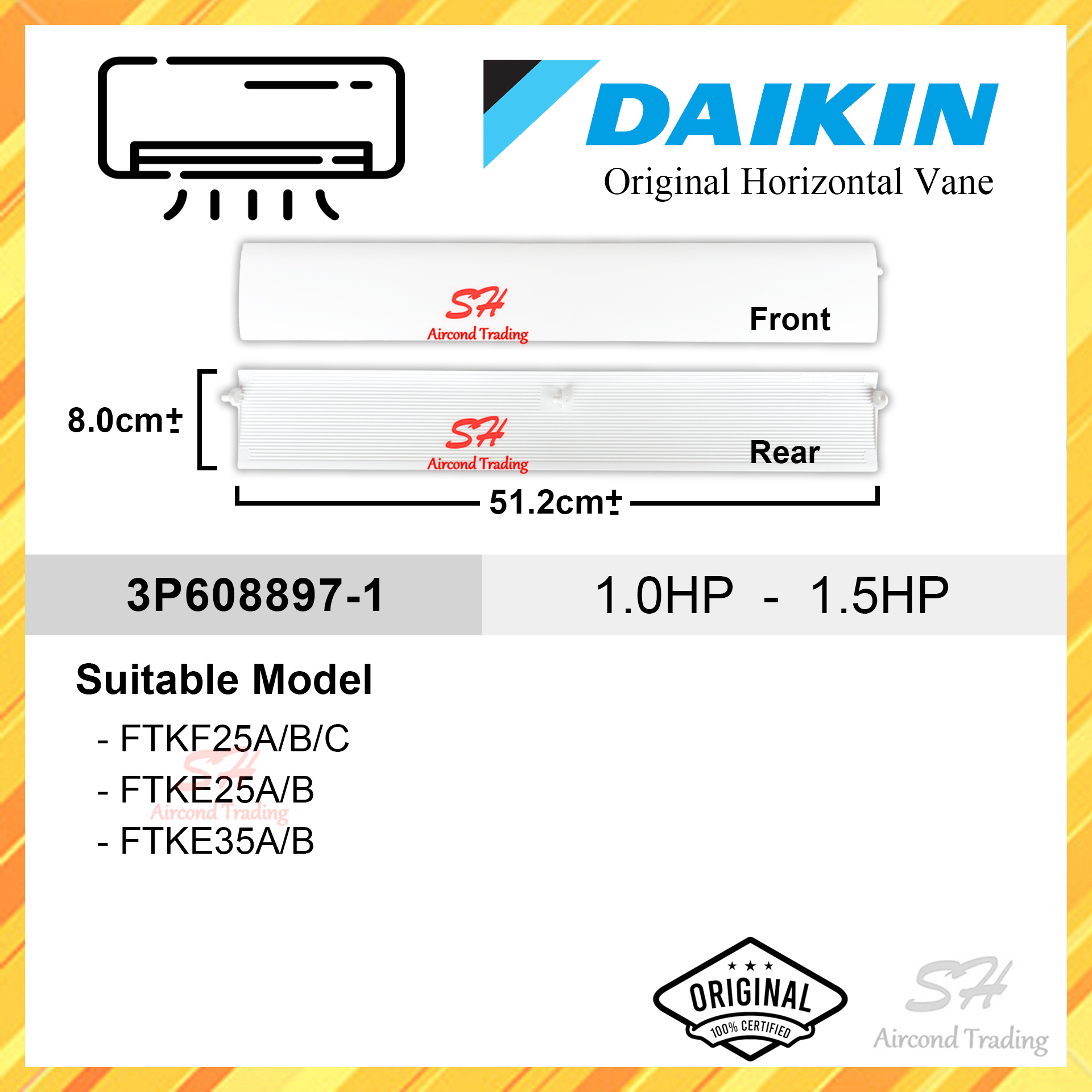 Daikin Aircond Air Louver Air Swing Horizontal Vane Discharge Grill ...