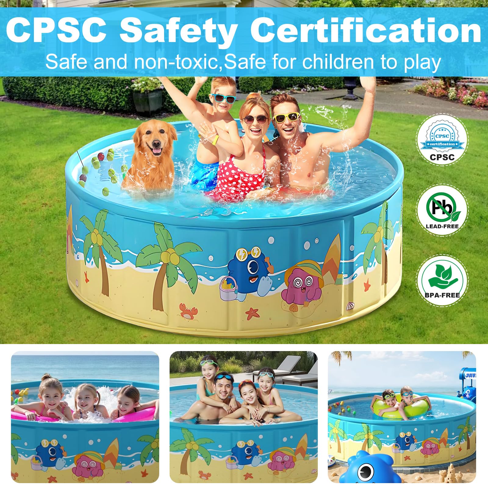 WTHB Foldable Swimming Pool Non Inflatable Kids Family Kolam Mandi ...