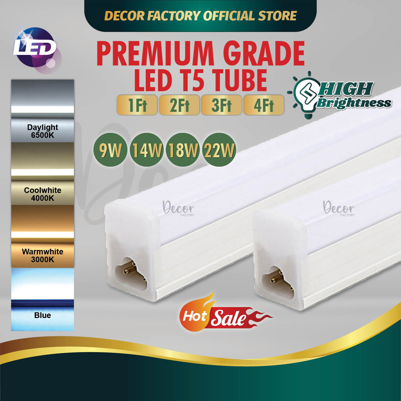 🔥VALUE PACK🔥 PREMIUM LED T5 Tube Light Lampu T5 LED Cabinet Plaster ...