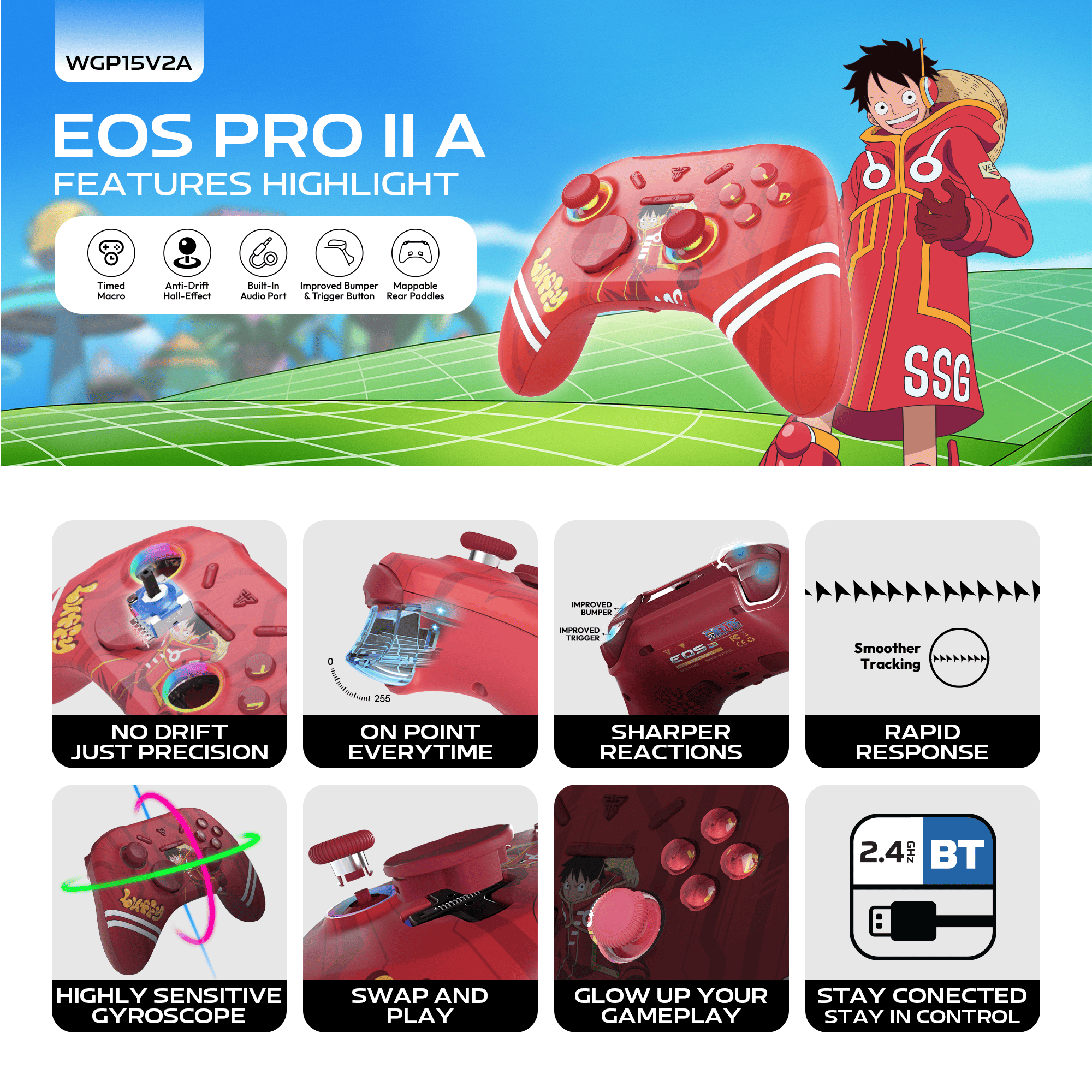 Fantech x One Piece - Luffy EOS Pro II WGP15v2A Wireless Gaming ...