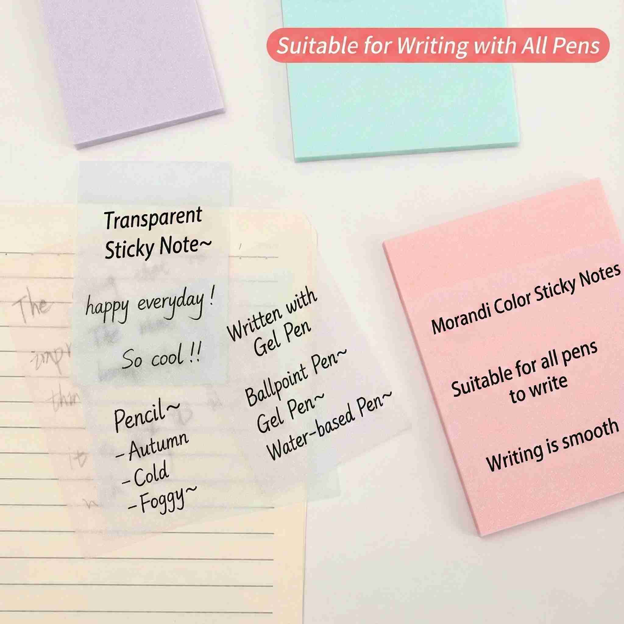Multicolor Transparent Sticky Notes PET Clear for Students Study Book ...