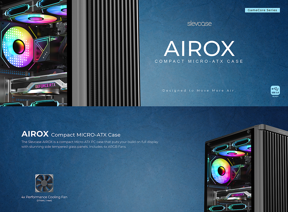 Slevcase Airox mATX Casing with 4pcs FRGB fans pre-installed | Shopee ...