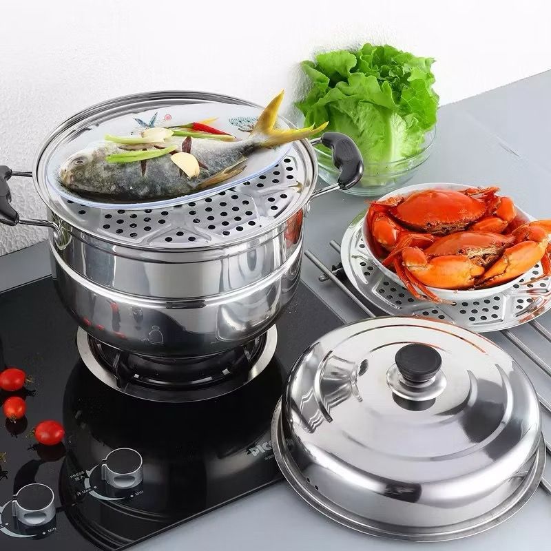 34cm 3 Layers 304 Stainless Steel Steam Pot Steamer Cookware Periuk ...