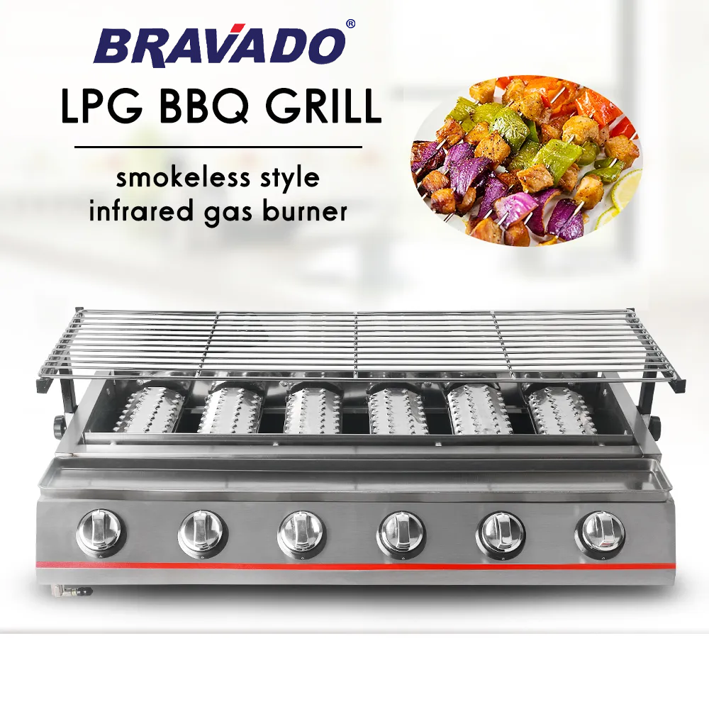 BRAVADO Stainless Steel Commercial Gas BBQ Grill Stove 4/6 BURNER ...