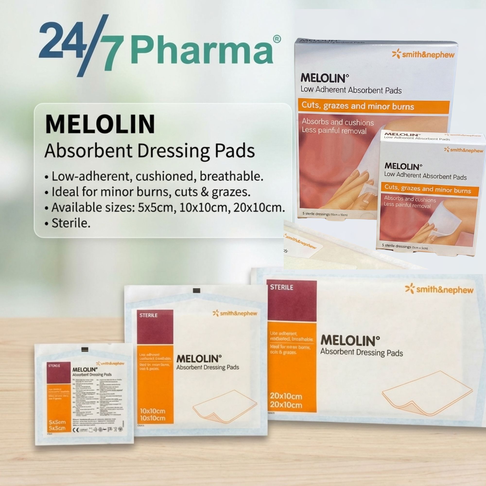 Melolin [5x5cm | 10x10cm | 20x10cm] Absorbent Wound Care Luka Sterile S ...
