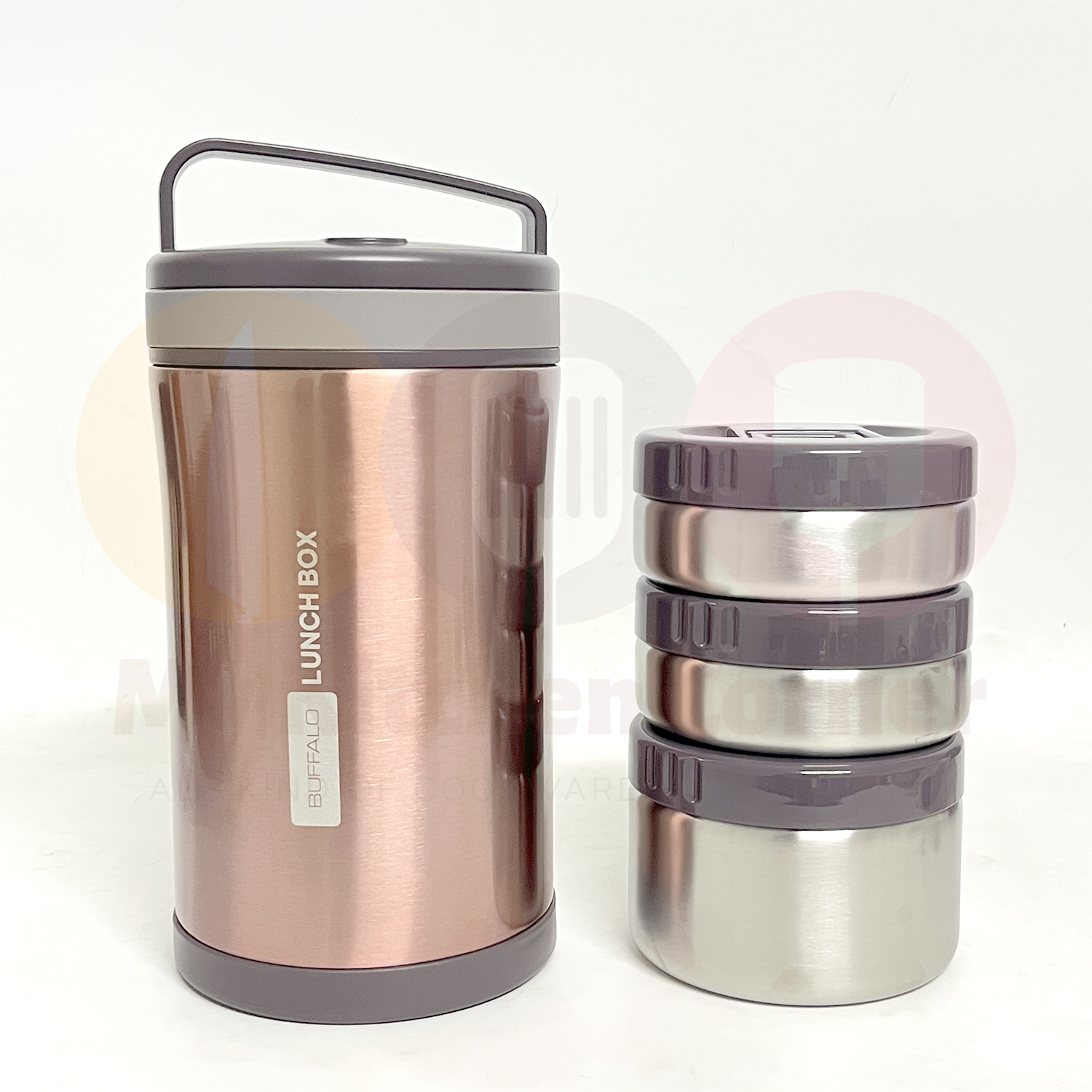 BUFFALO 牛头牌 1.7L SUS04 Vacuum Food Jar with 3 Food Containers Thermal ...