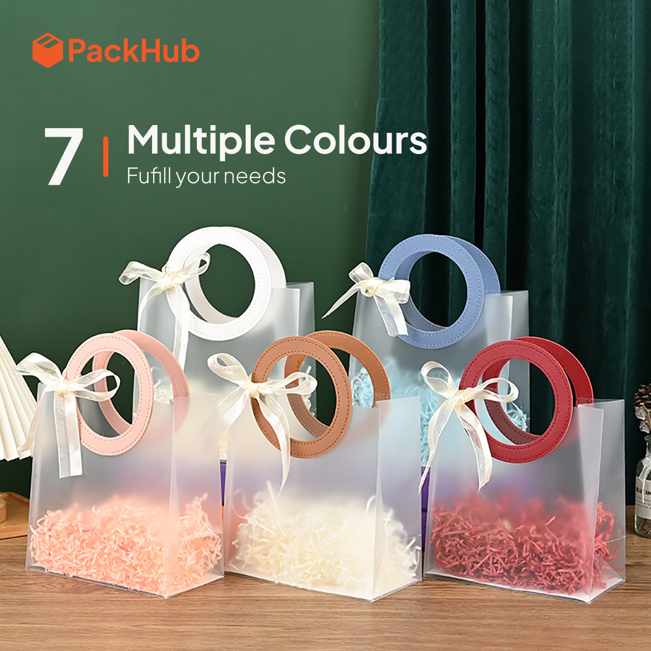 Frosted PP Gift Bag Transparent Gift Bag Plastik Handle Wedding ...