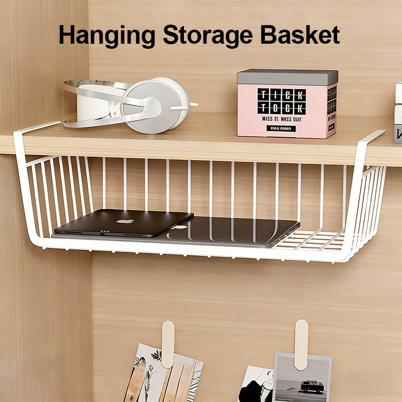 Under Table Shelf Clip On Basket Kabinet Hanging Rack Pantry Storage ...