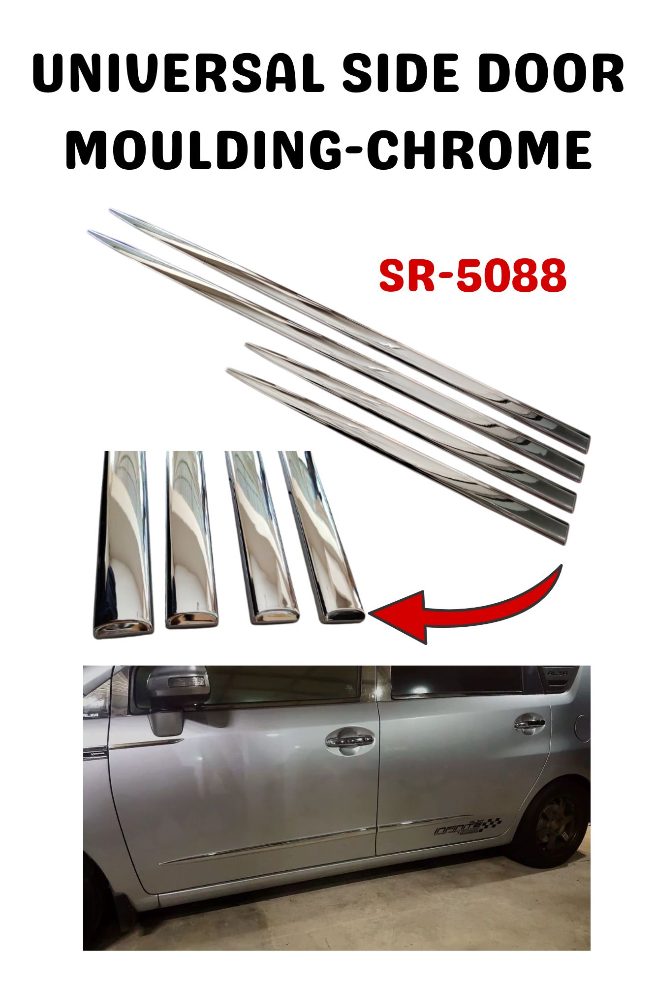Universal Car Side Door Chrome Moulding Body Lining Trim Garnish ...