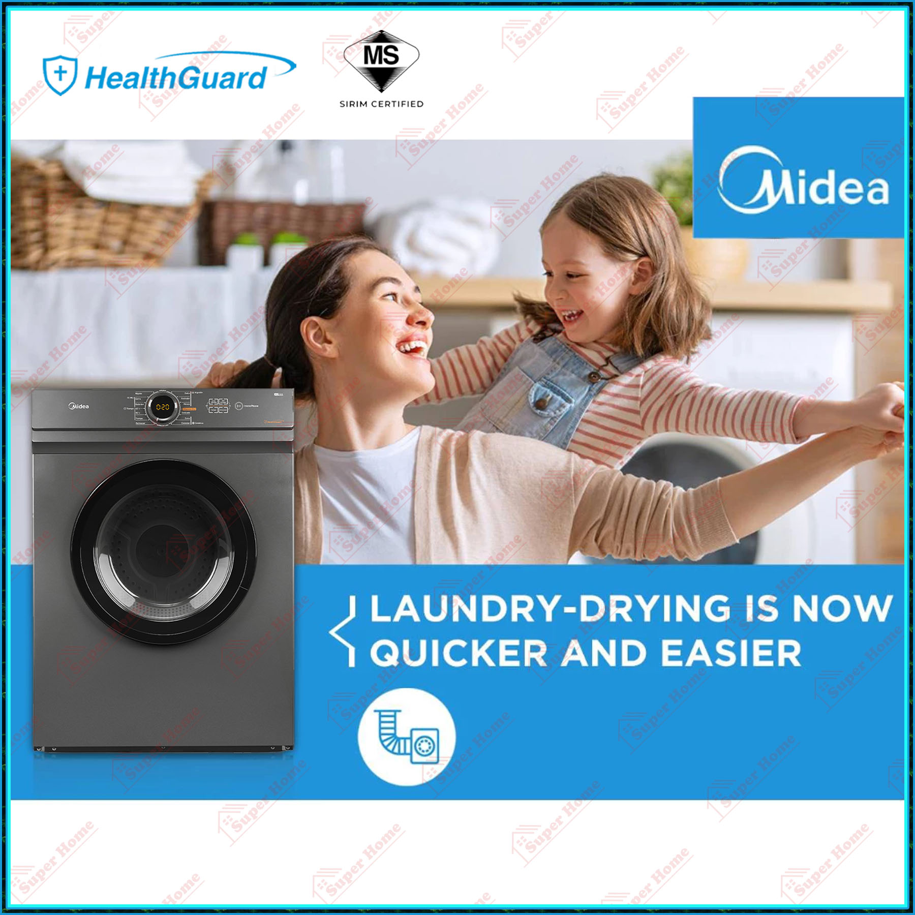 Midea Vented Dryer MD-100A70 7kg Tumble Dryer Titanium Grey Venting ...