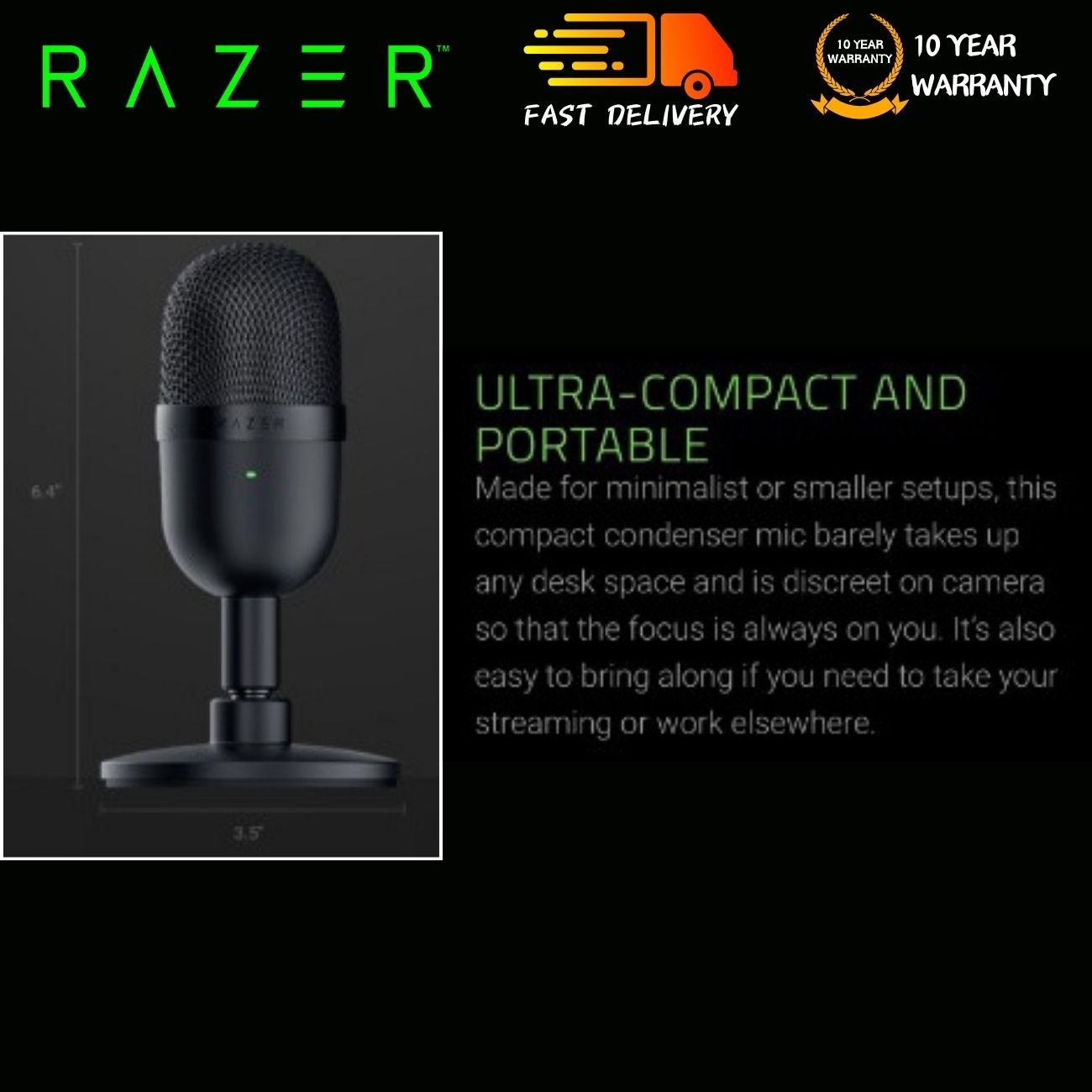 🇲🇾Razer Seiren Mini Razer Mic Microphone Streaming Mic Razer Ultra ...