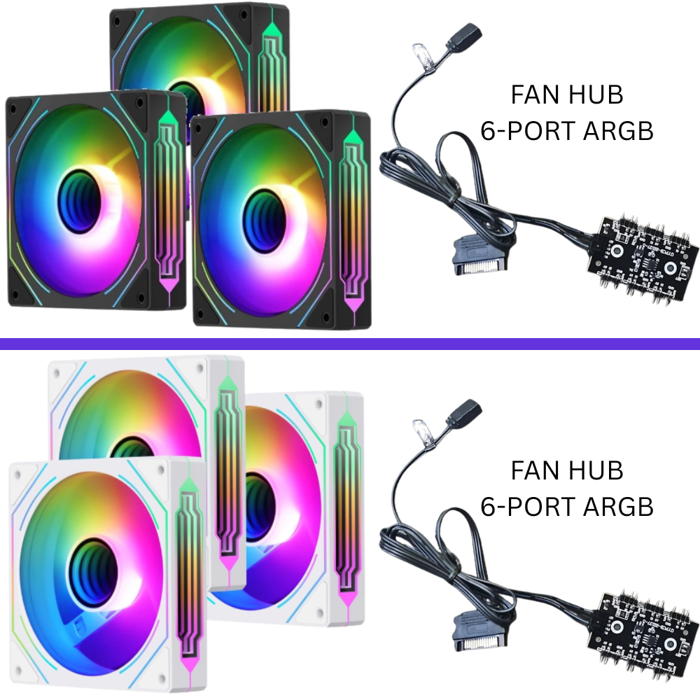 Segotep HB-12 ARGB 120mm Casing Fan Black White Add-On / 3-in-1 Kit ...