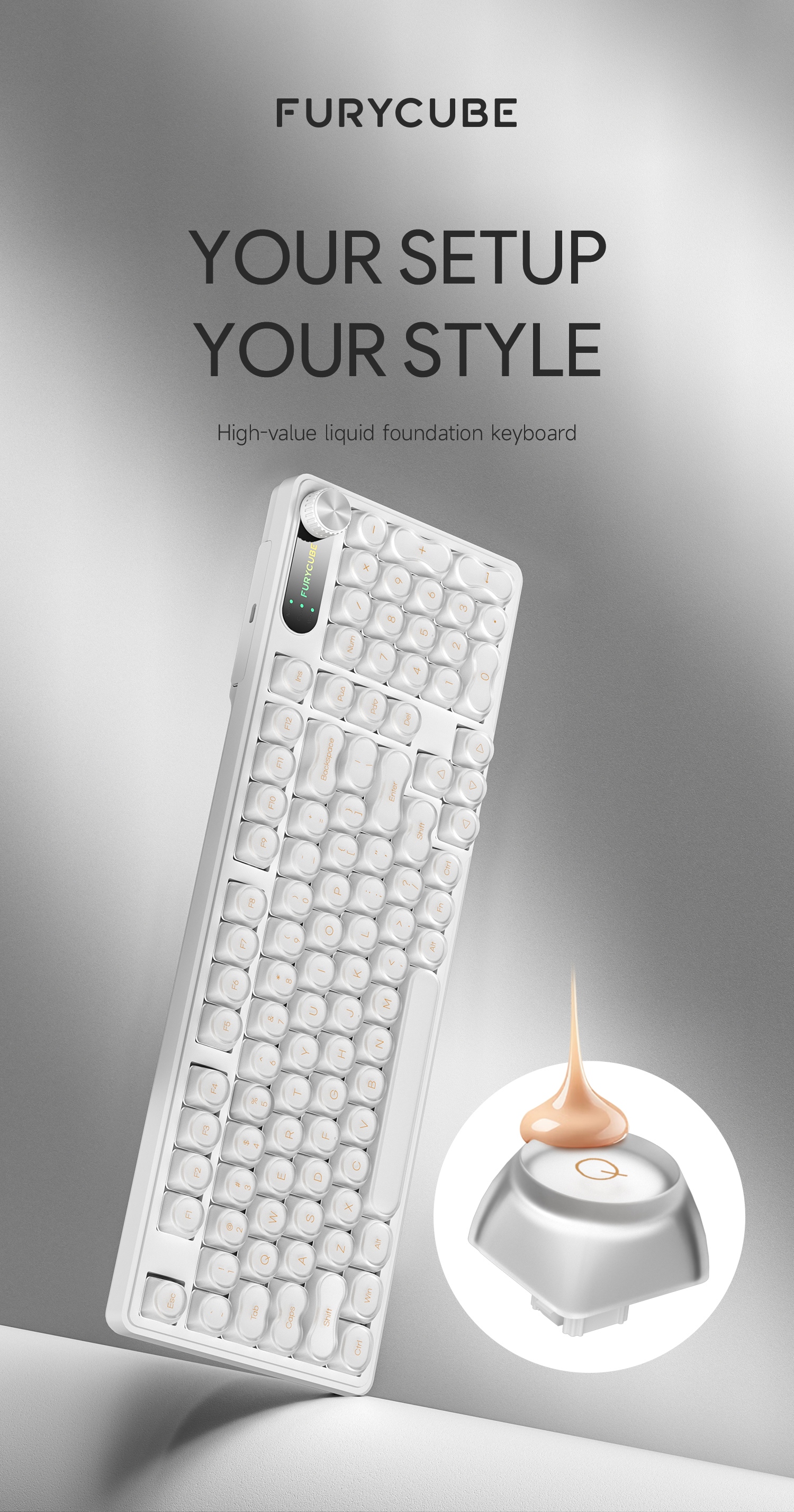 FURYCUBE IP98 Membrane Keyboard Foundation New Keycaps Knob RGB 95% ...
