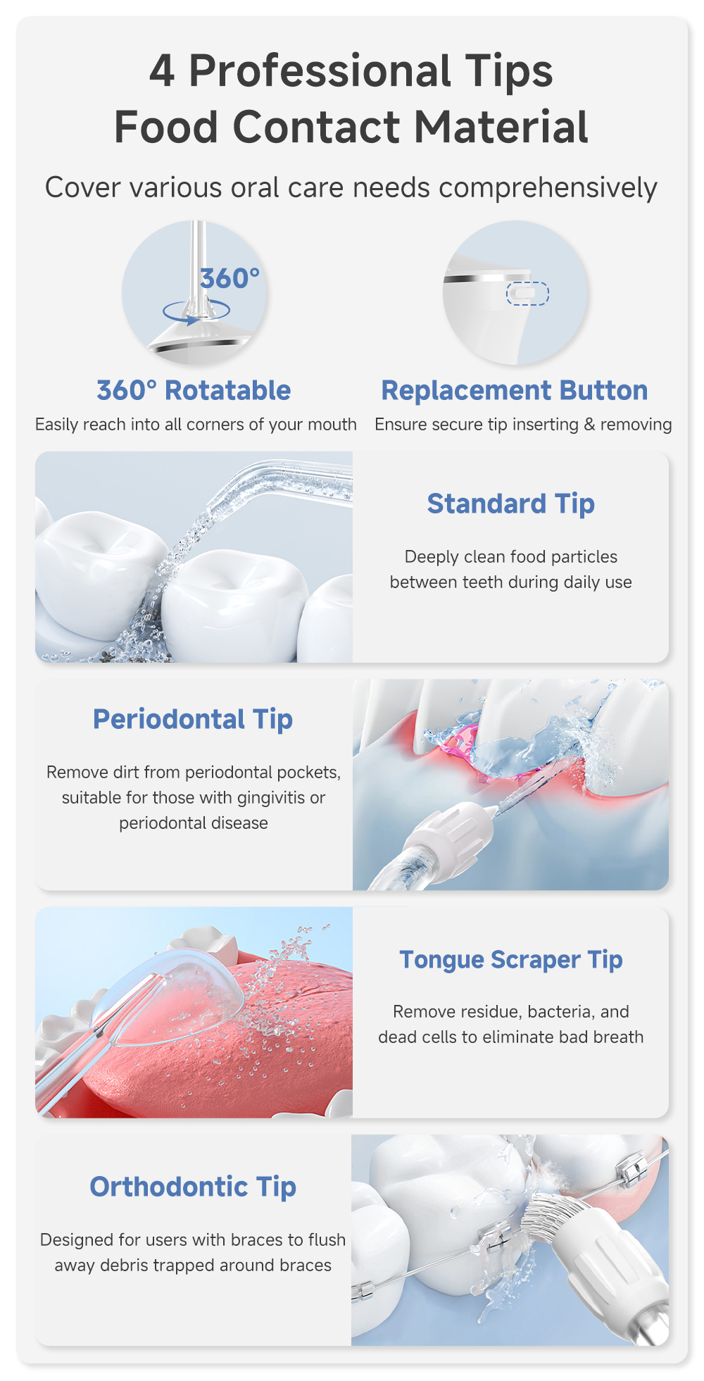 Simplus Pink Water Flosser Large Reservoir Deep Oral Clean 4 Modes 4 ...