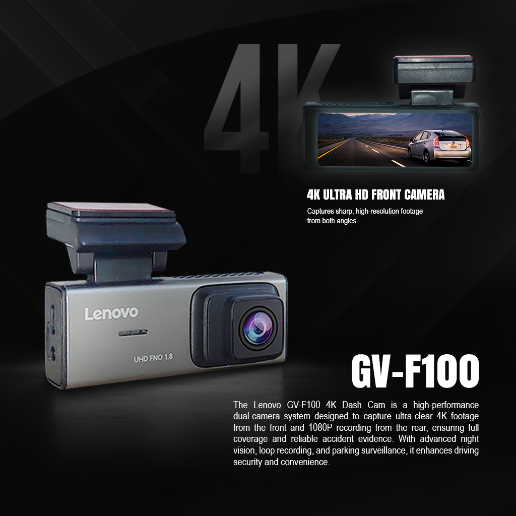 LENOVO GV-F100 4K Dual Dash Camera with Front & Rear Dashcam | Shopee ...