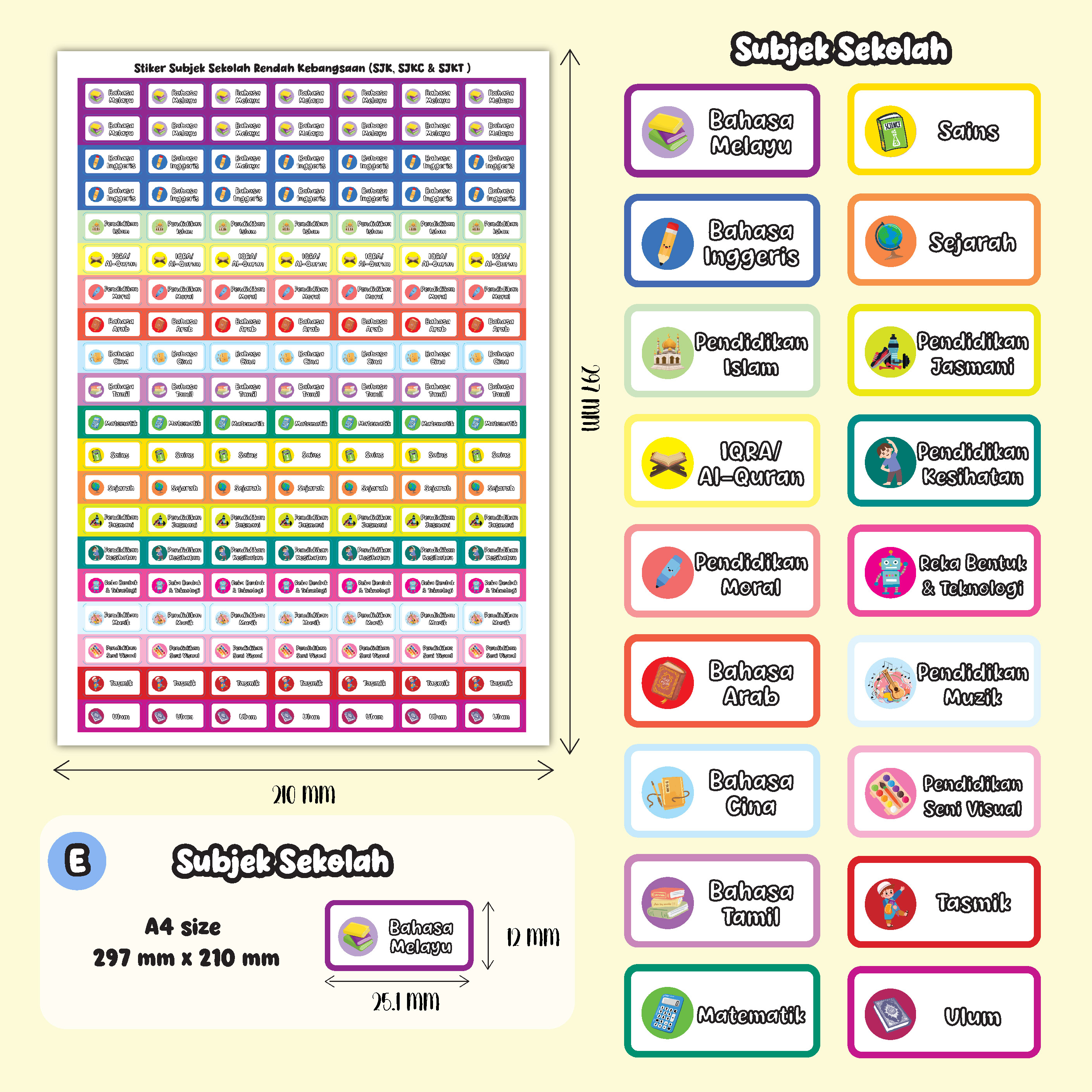 Jadual waktu kelas boleh ubah Sticker Subjek Sekolah Rendah KAFA SRITI ...