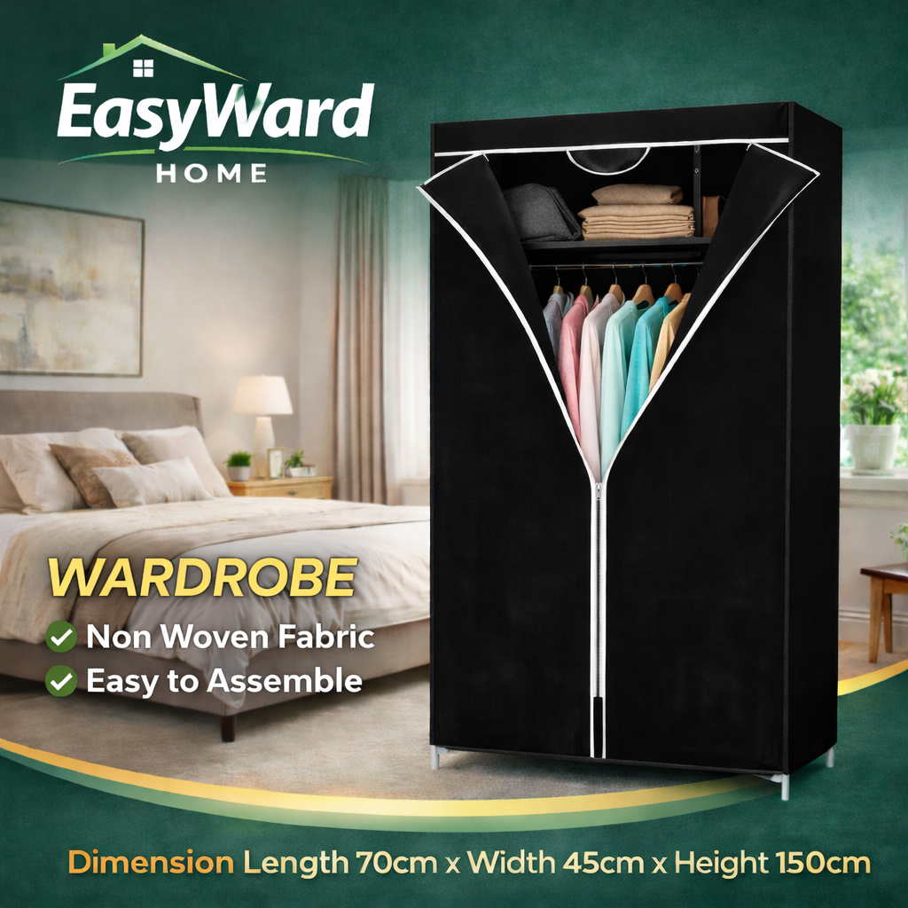 EasyWard Home Almari Kain Large Capacity Zipped Wardrobe with Spacious ...