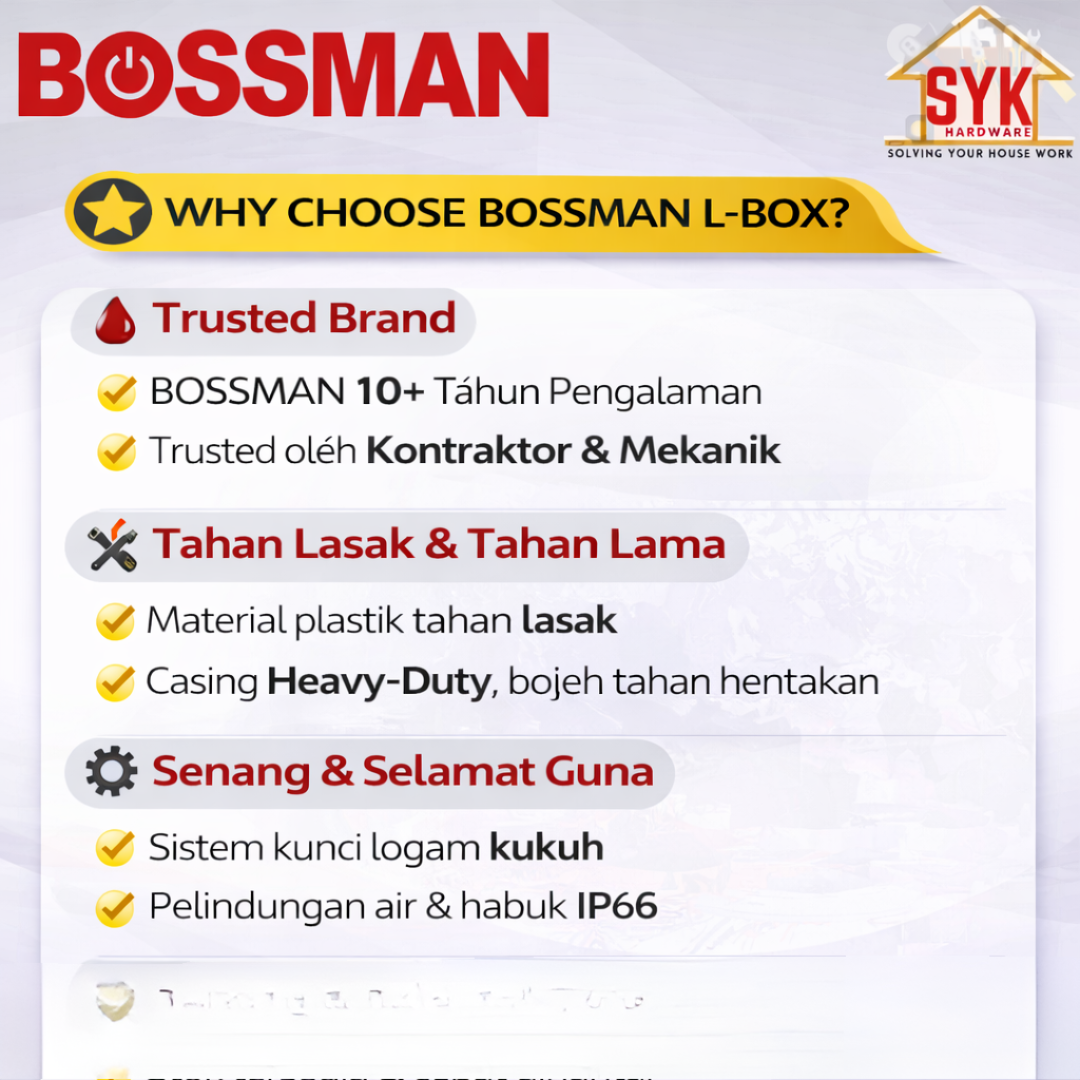 SYK Bossman 5 in 1 Tool Box BEZ6 Tool Box Heavy Duty Storage L Box ...