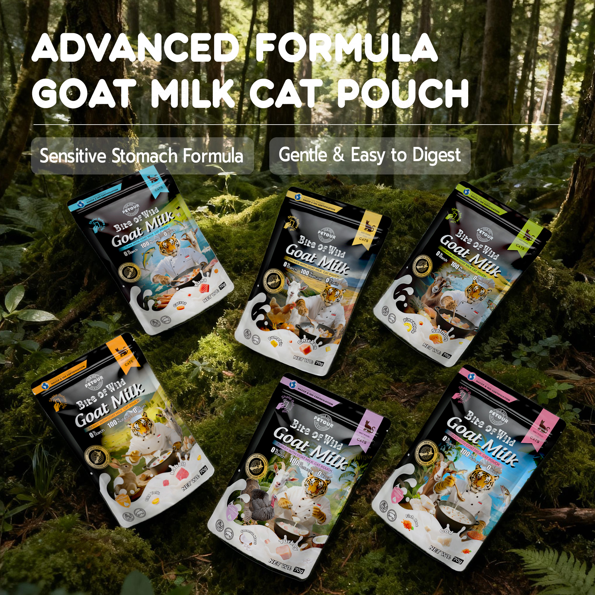 Bite Of Wild Cat Pouch 3 Different Tastes New Zealand Goat Milk High ...
