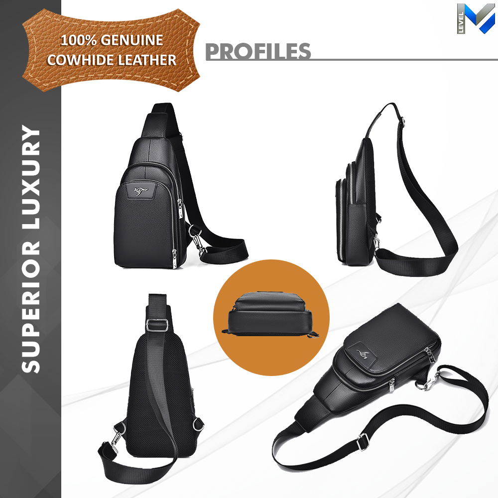 Sling bag GENUINE LEATHER sling beg lelaki Real leather Scratch resist ...