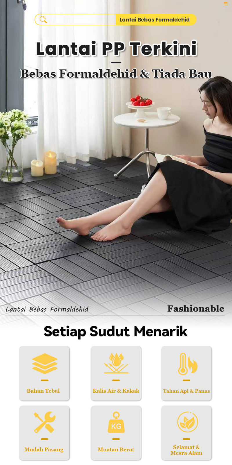 PVC Interlocking Floor Tiles 30x30cm Tebal | Anti Slip Waterproof | DIY ...