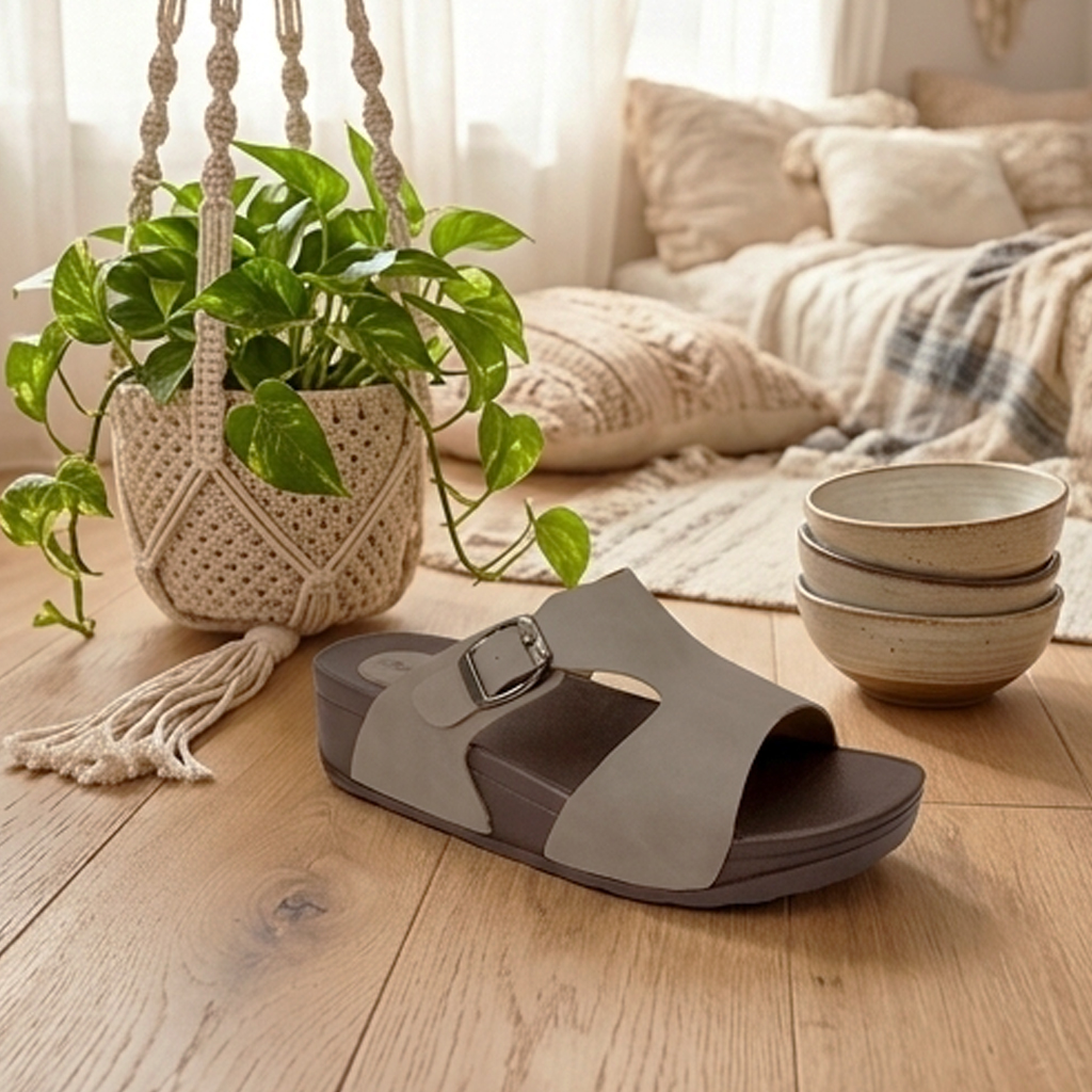 XES BSLM61302 Ladies Wedges Slip On Sandals ( Black / Taupe ) | Shopee ...