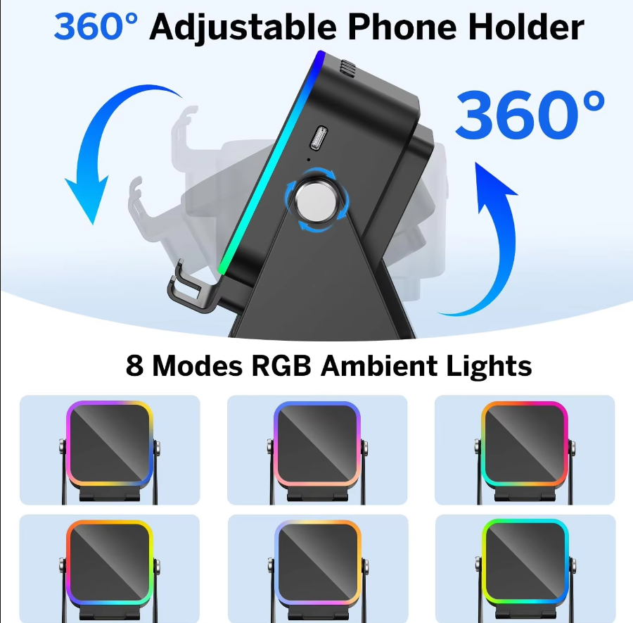 5 In 1 Auto-induction 5000mAh Wireless Induction Speaker 8 RGB Lights ...