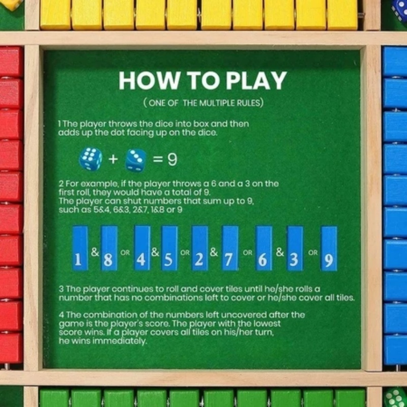 Shut The Box Number Flipping Wooden Card Board Game 2-4 Players Flip ...