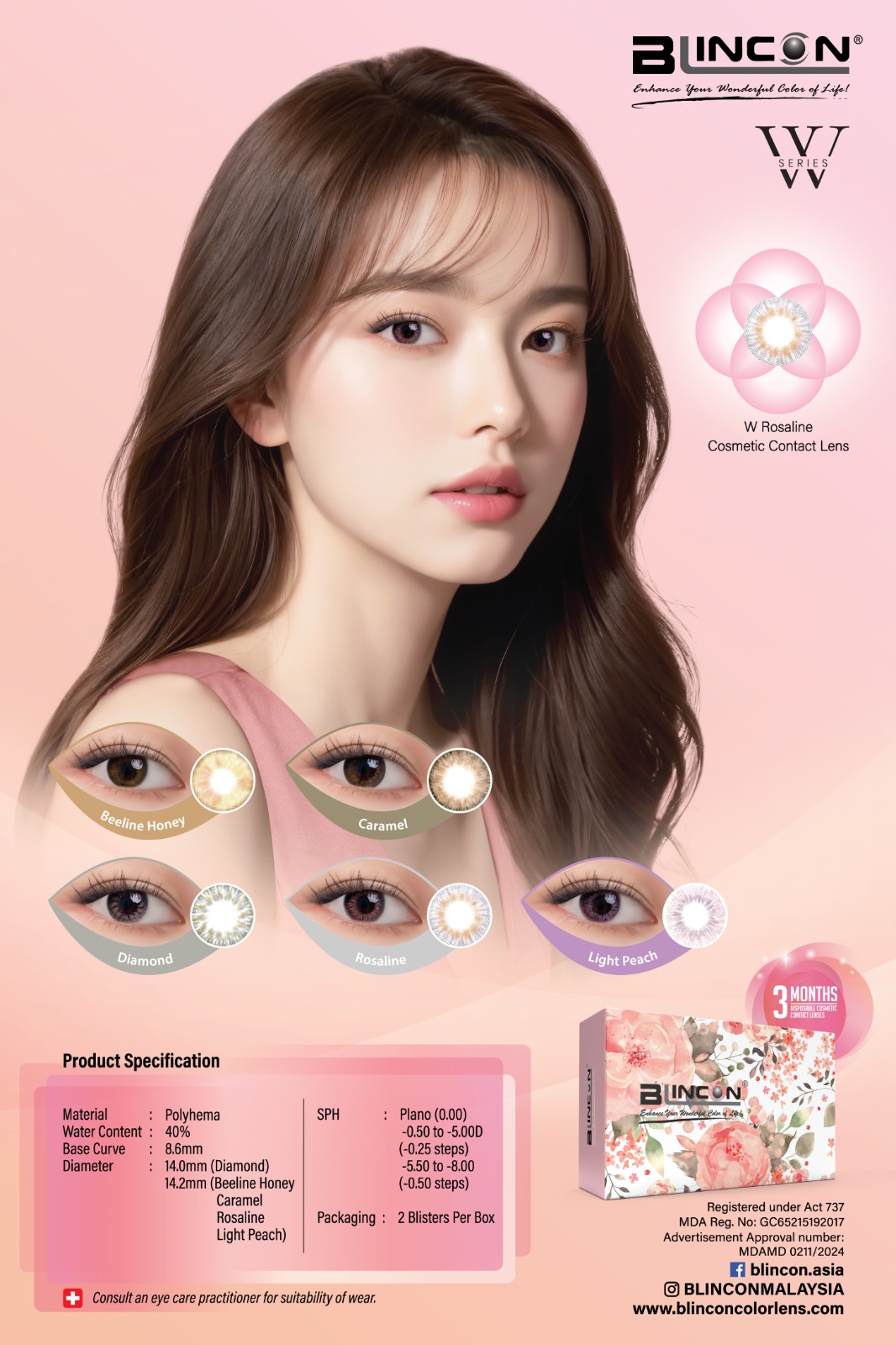 BLINCON W Series 3 Months Original Color Contact Lenses (2pcs) | Shopee ...