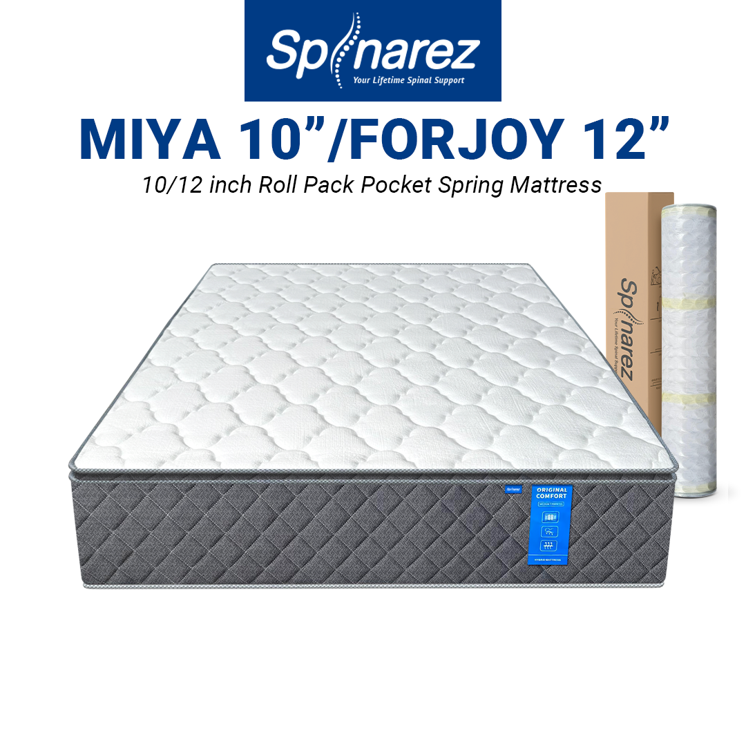 MIYA 10" / FORJOY 12" Pillow Top Roll Pack Pocket Spring Mattress ...