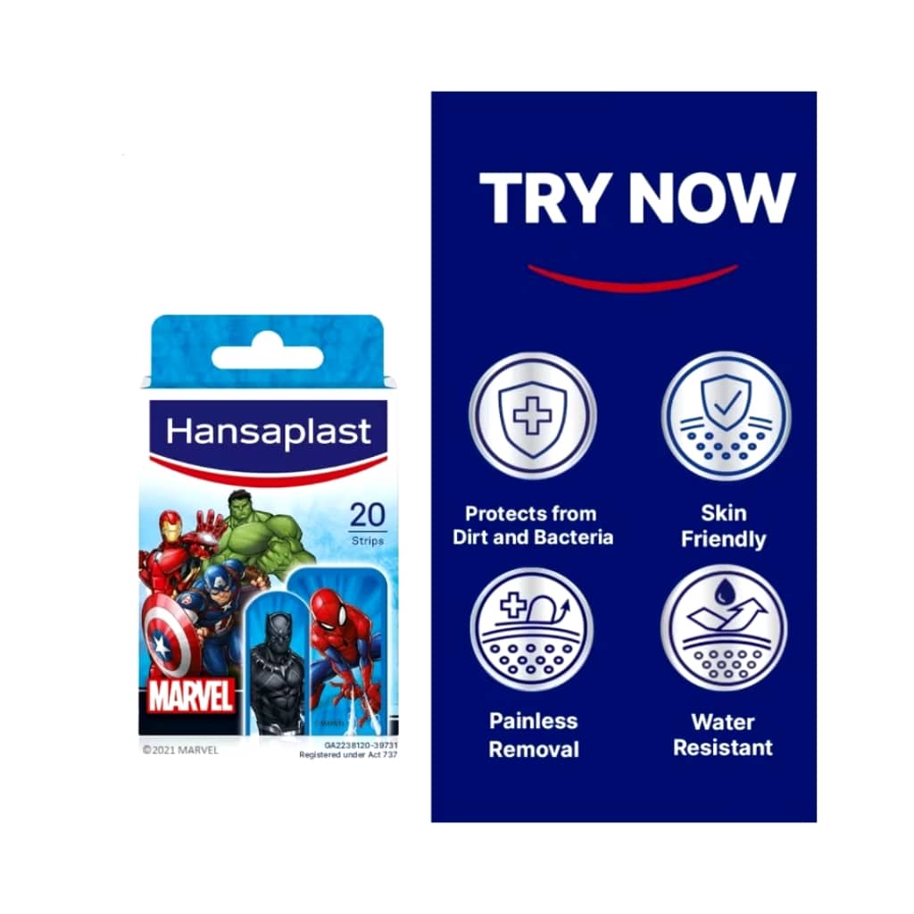 Hansaplast Marvel Wound Plasters for Kids (20 Strips) | Shopee Malaysia