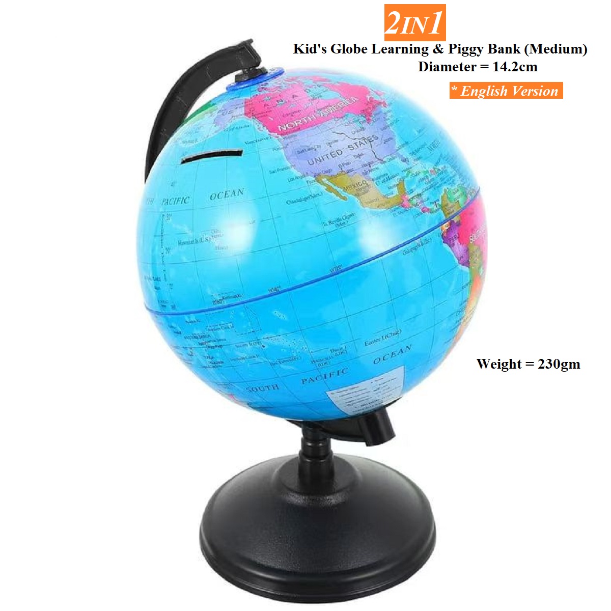 Kids World Globe Piggy Bank 10.6/14.2cm Tabung Duit Comel Glob dunia ...