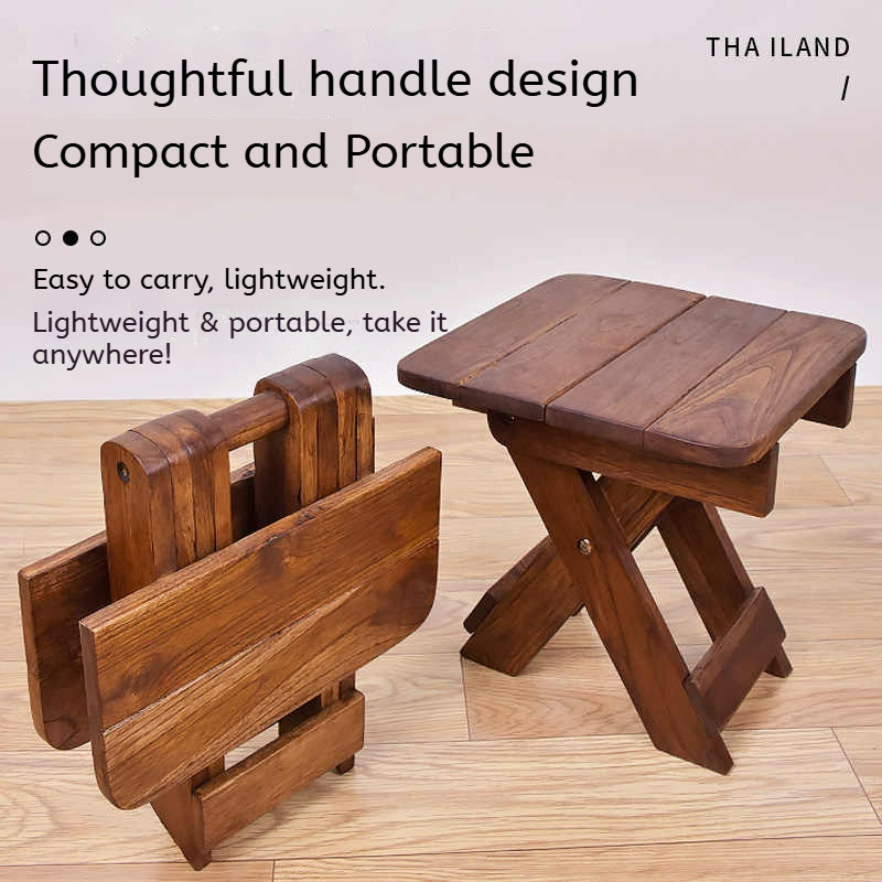 Wooden Folding Stool Small Space Foldable Step Stool Portable Foldable ...