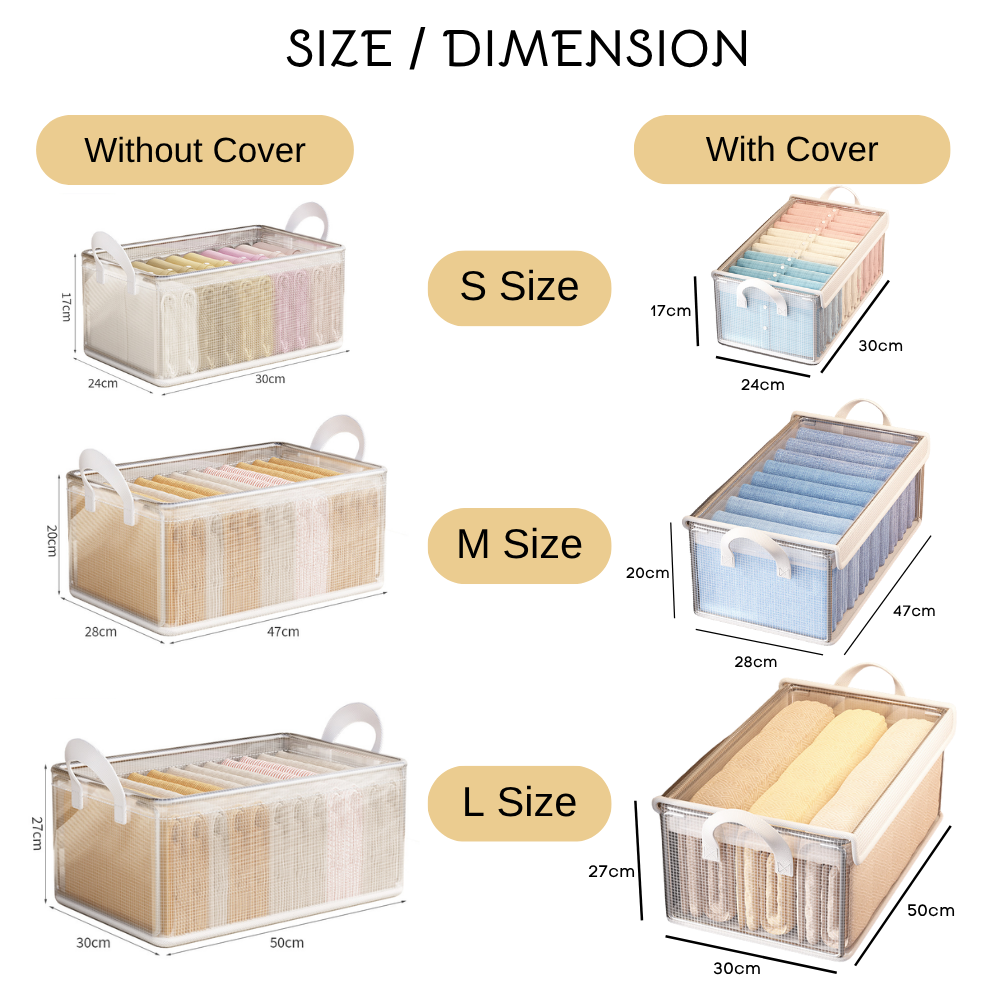 Transparent Storage Box Organizer With Steel Foldable Wardrobe ...