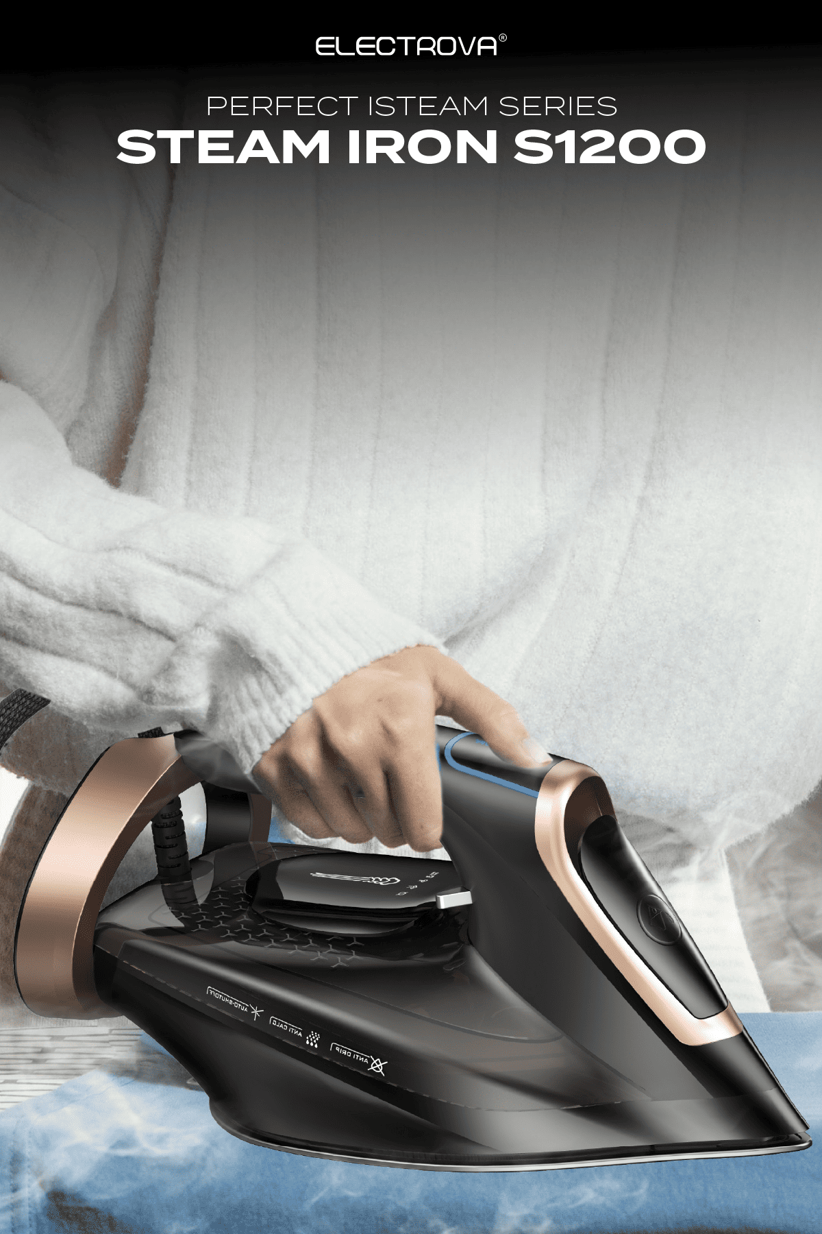 (Anti-Burn + Self Cleaning) Electrova Anti-Burn Steam Iron SI2000 ...