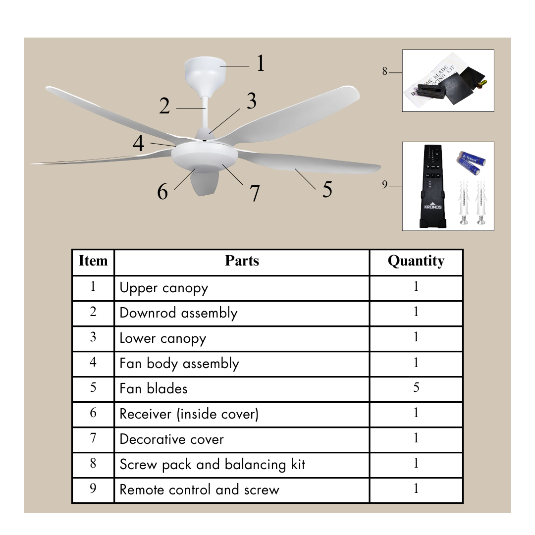 DEKA KRONOS K6 DC Motor 40" 56 Inch 5 Blade 24 Speed SIRIM Remote ...