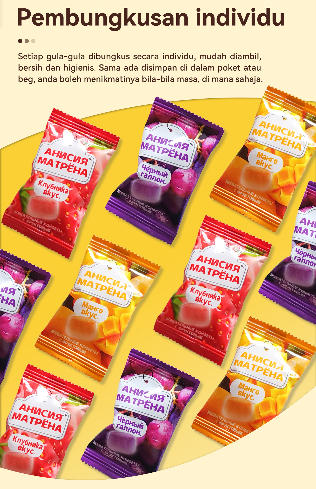 [COD]Coowy Fruit Sandwich gummy 65 keping Halal Mangga Anggur Strawberi ...